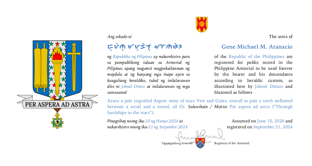 Gene Michael M. Atanacio – Philippine Armorial
