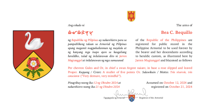 Bea C. Bequillo – Philippine Armorial